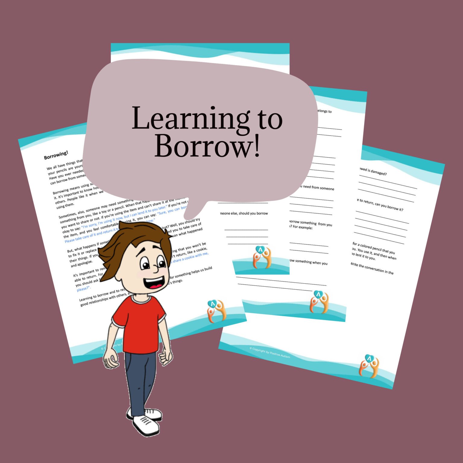 Learning to Borrow! (Worksheets To Teach Children Social Skills ...